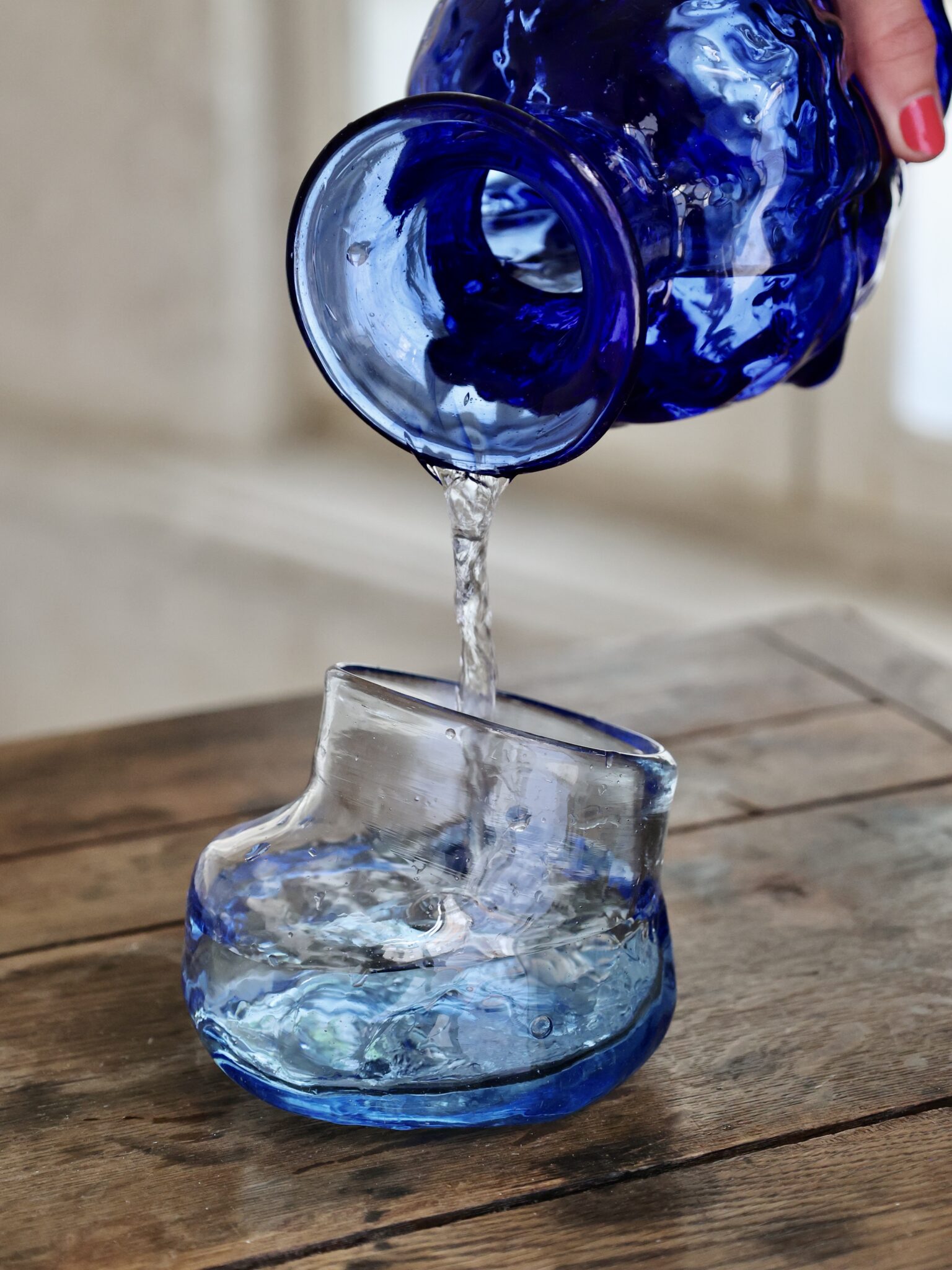 Rock Glass Light Blue - La Soufflerie - Mouth-blown recycled glass